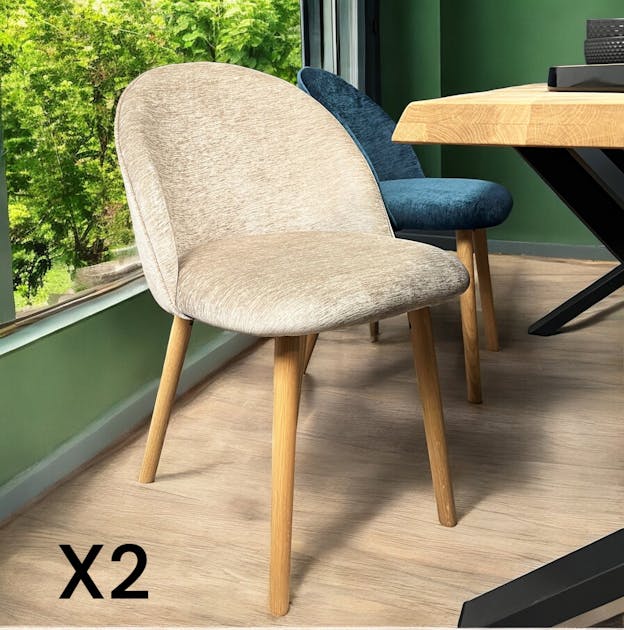 Chaise scandinave en bois et velours taupe (lot de 2) ETNA | Chaises ...