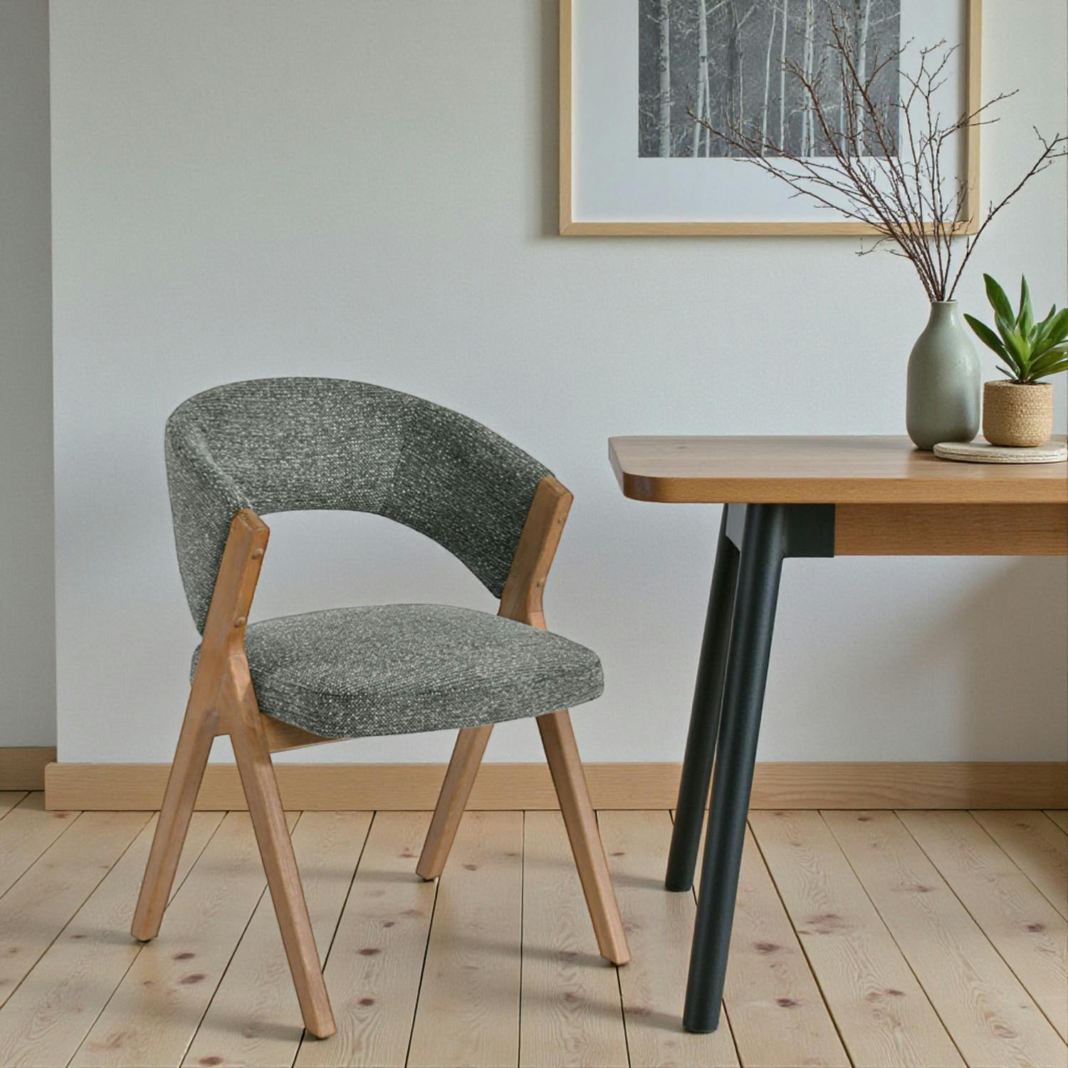 Chaise verte bois et tissu, forme ronde (lot de 2) AGADE | Chaises ...