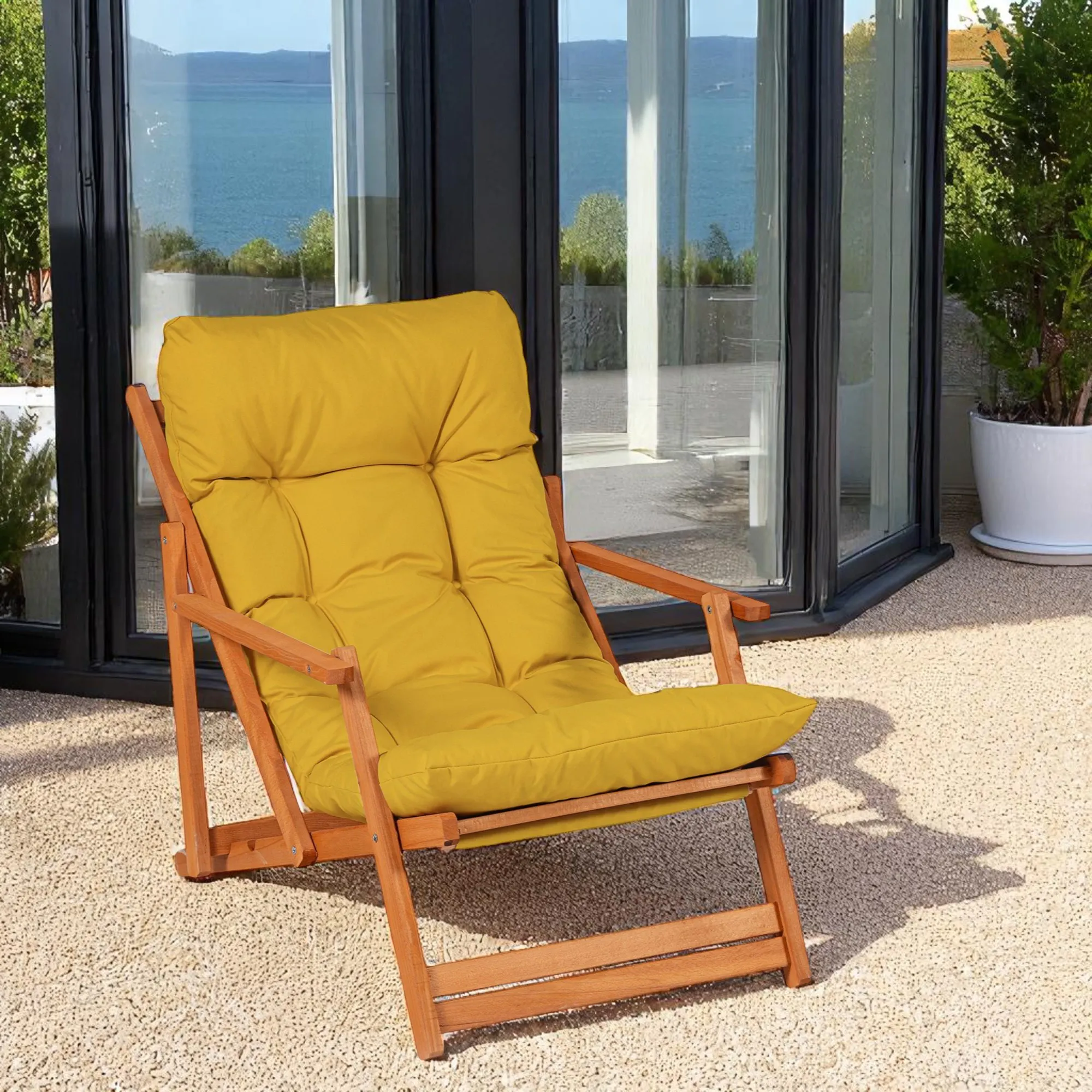 Chilienne jaune pliante - grand confort SORA | Transats / Bains de ...