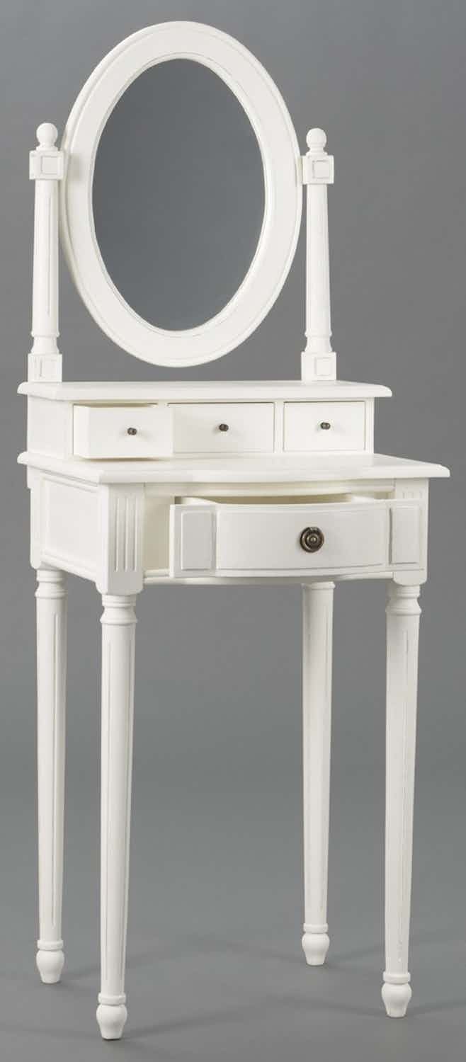 Coiffeuse Classique Chic 4 Tiroirs AGATHE L 50 X P 45 X H 140 Blanc ...