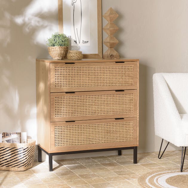 Commode 3 tiroirs cannage en rotin 80 cm PALMA | Commodes | Pier Import