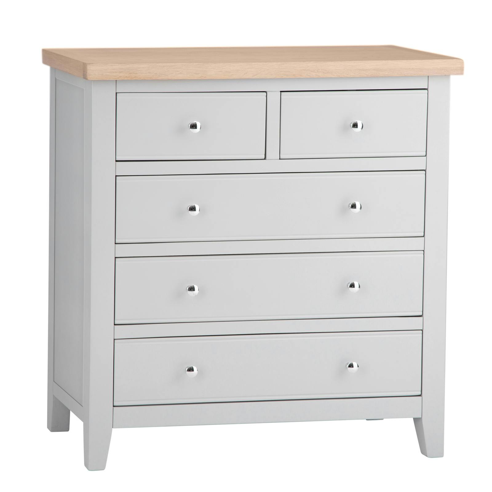 Commode grise en bois de chêne 5 tiroirs PAROS | Commodes | Pier Import