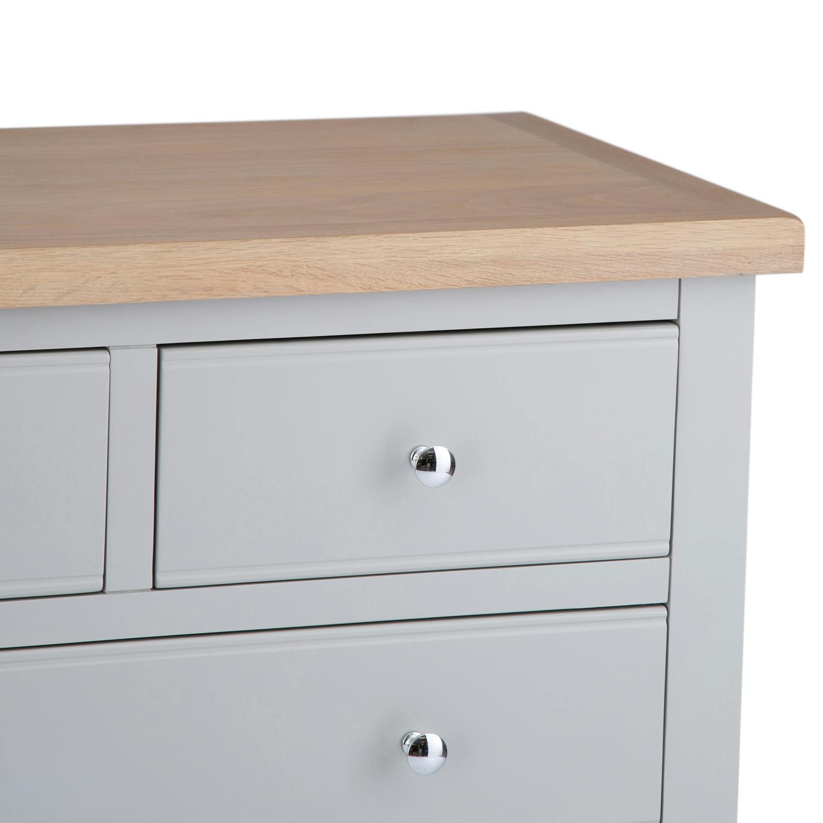 Commode grise en bois de chêne 5 tiroirs PAROS | Commodes | Pier Import