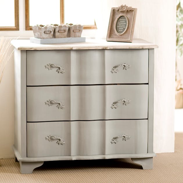 Commode grise romantique bois CALIE | Commodes | Pier Import