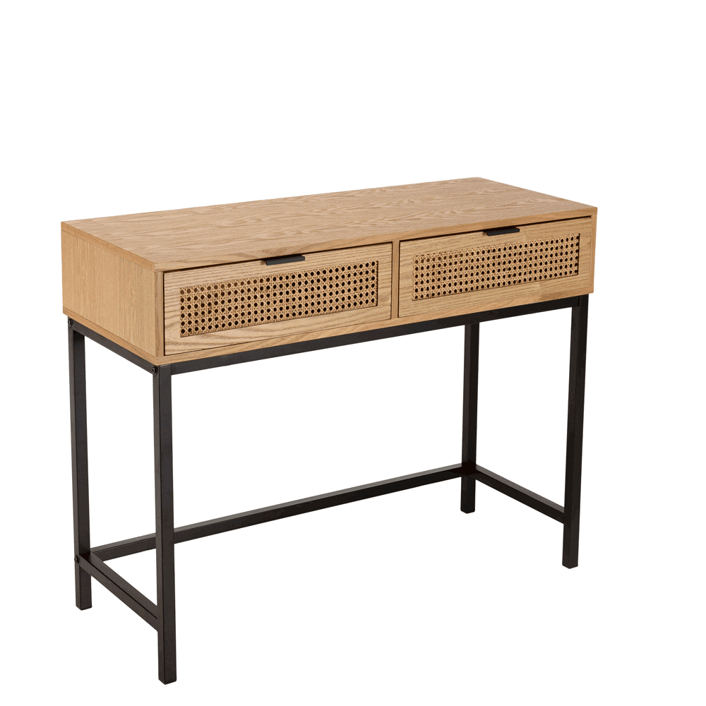 Console 2 tiroirs en cannage rotin naturel PALMA | Consoles | Pier Import