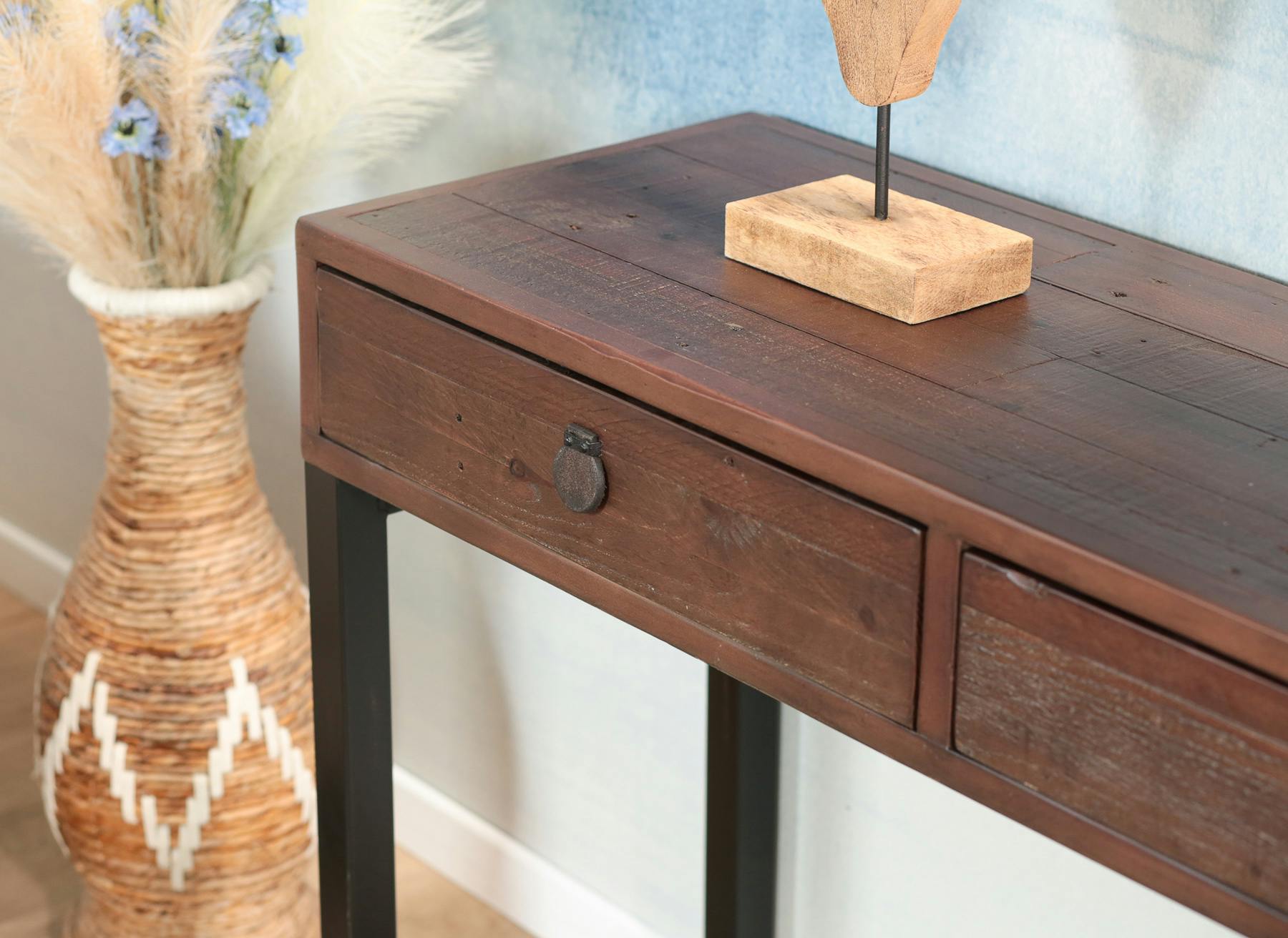 Console bois recyclé 2 tiroirs SAMOA | Consoles | Pier Import