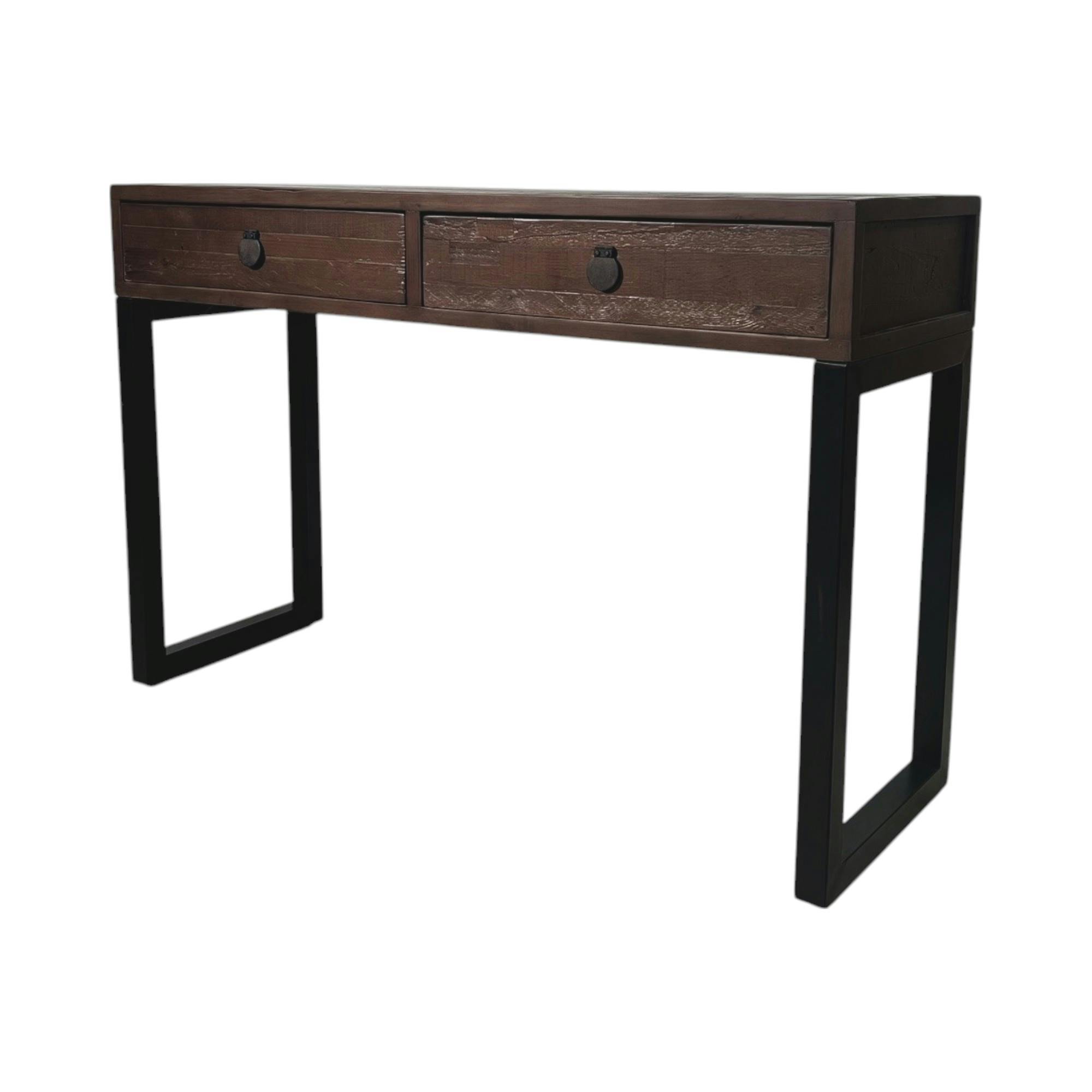 Console bois brun recyclé 2 tiroirs SAMOA | Consoles | Pier Import