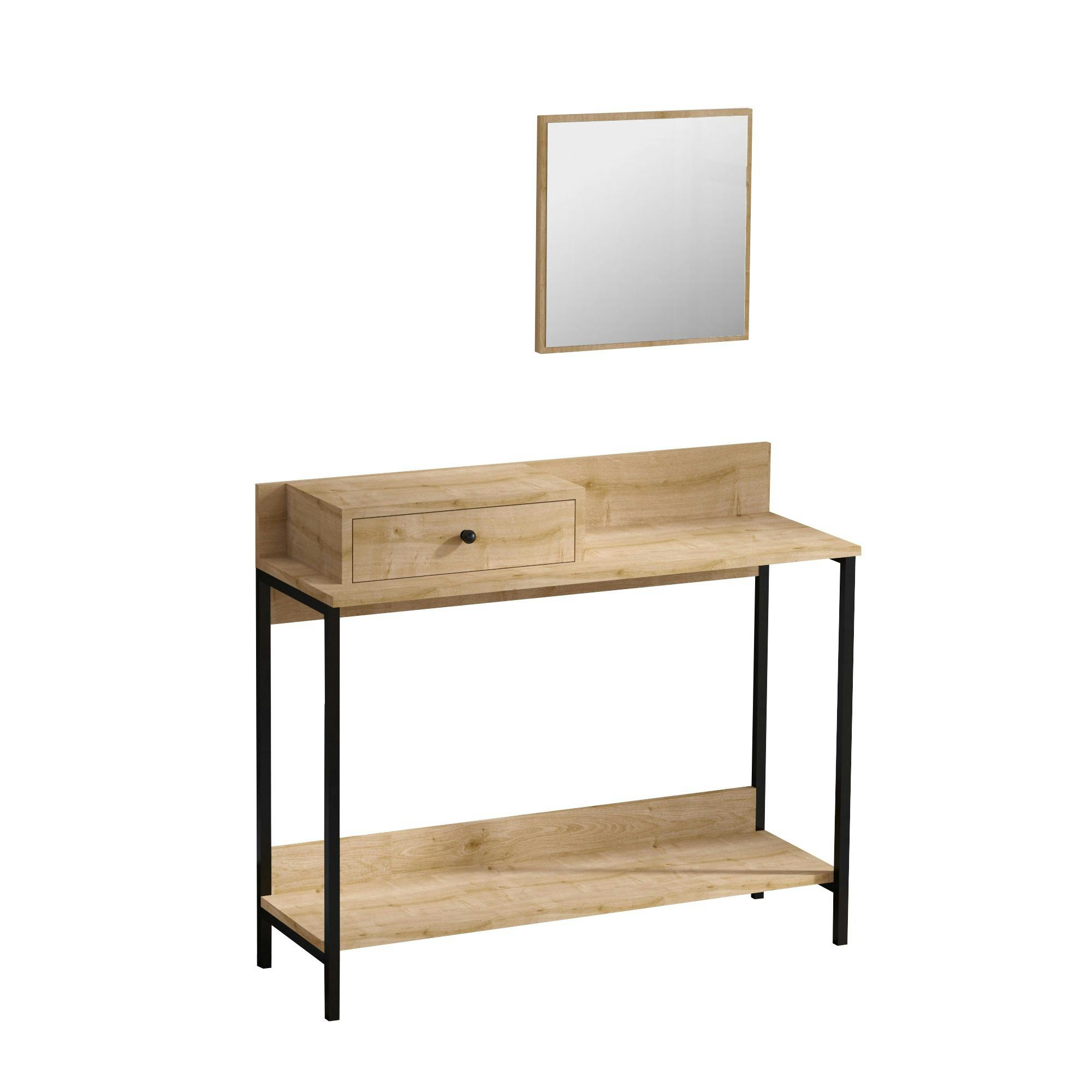 Console d'entrée effet chêne avec miroir JENA | Bureaux | Pier Import