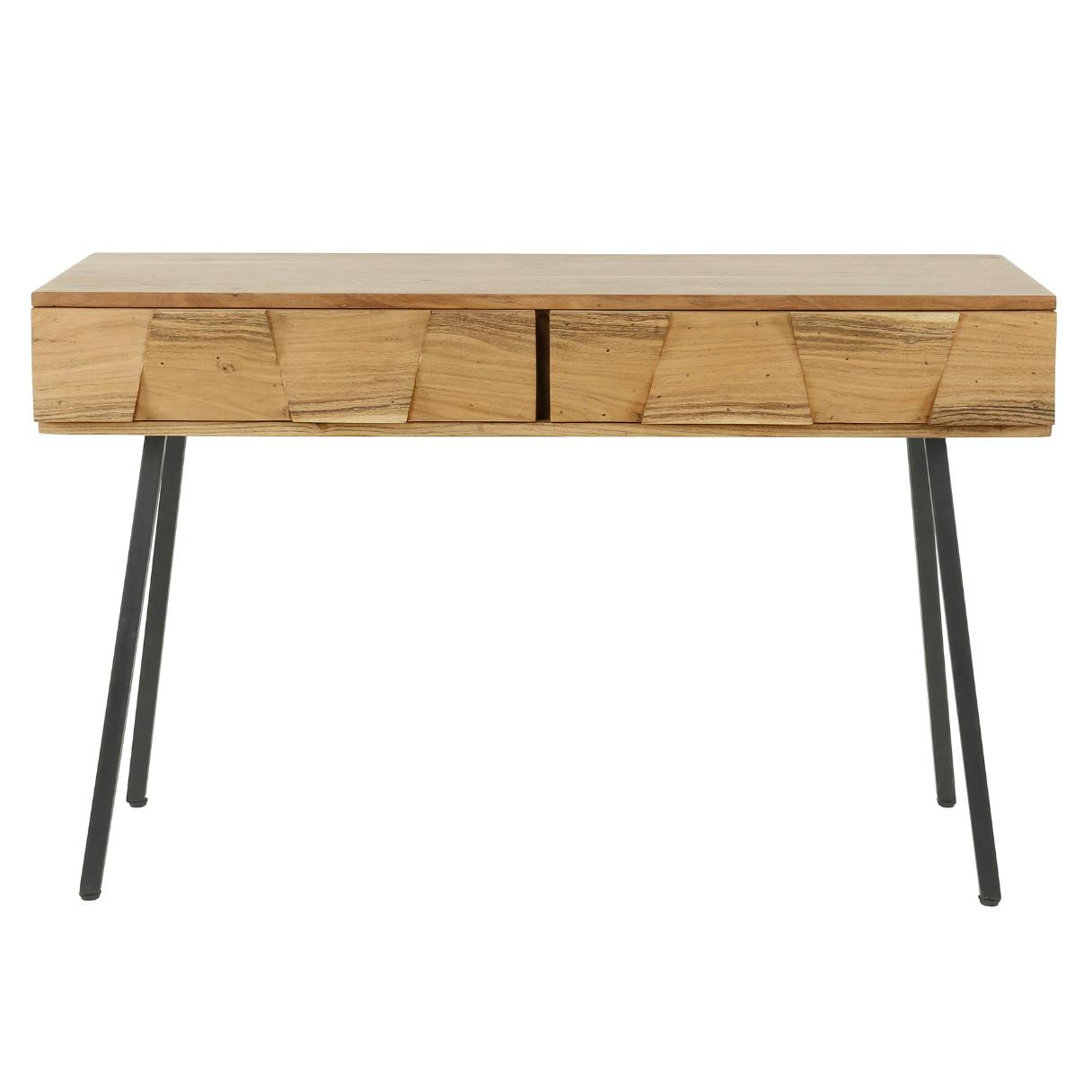 Console d'entrée en bois 2 tiroirs en relief MELBOURNE | Consoles ...