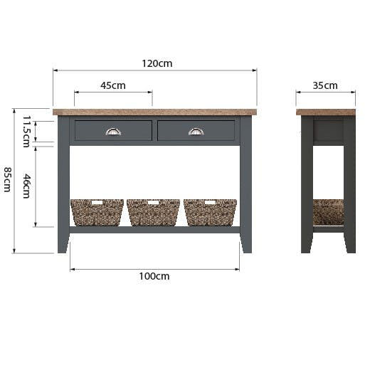 Console d'entrée en bois finition charbon 3 paniers COVENTRY | Consoles ...