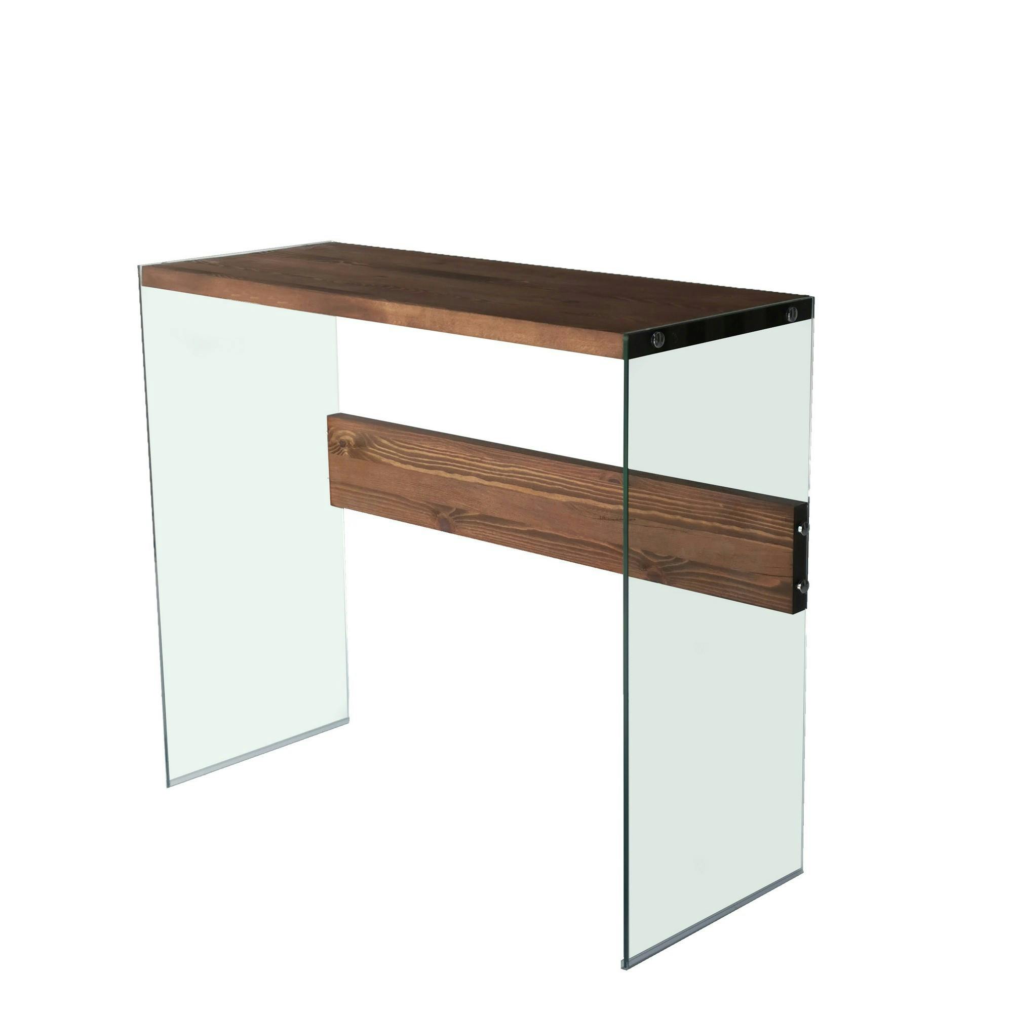 Console d'entrée minimaliste en verre et bois brun LHASA | Consoles ...