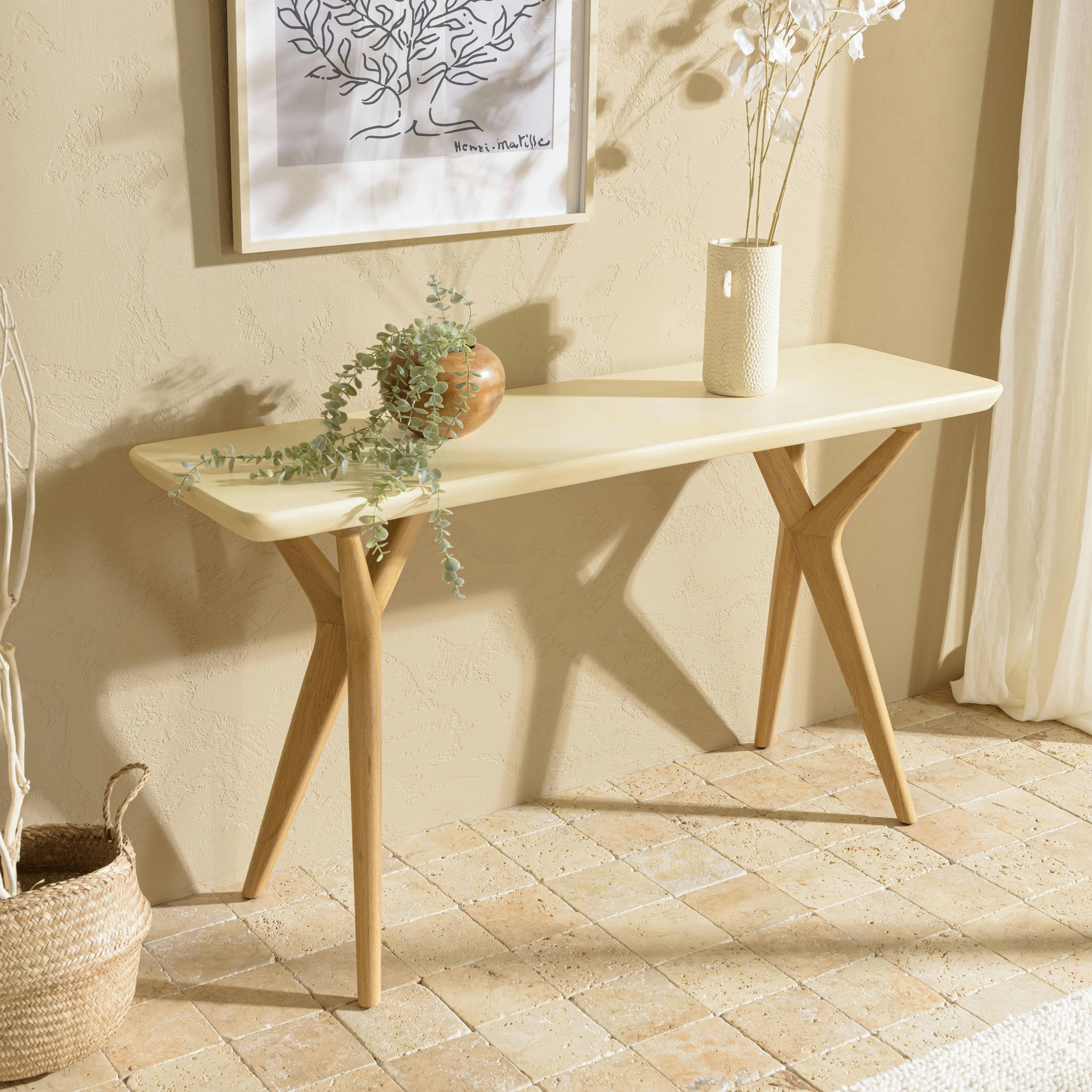 Console moderne bois et béton beige 140 cm BRASILIA | Consoles | Pier ...