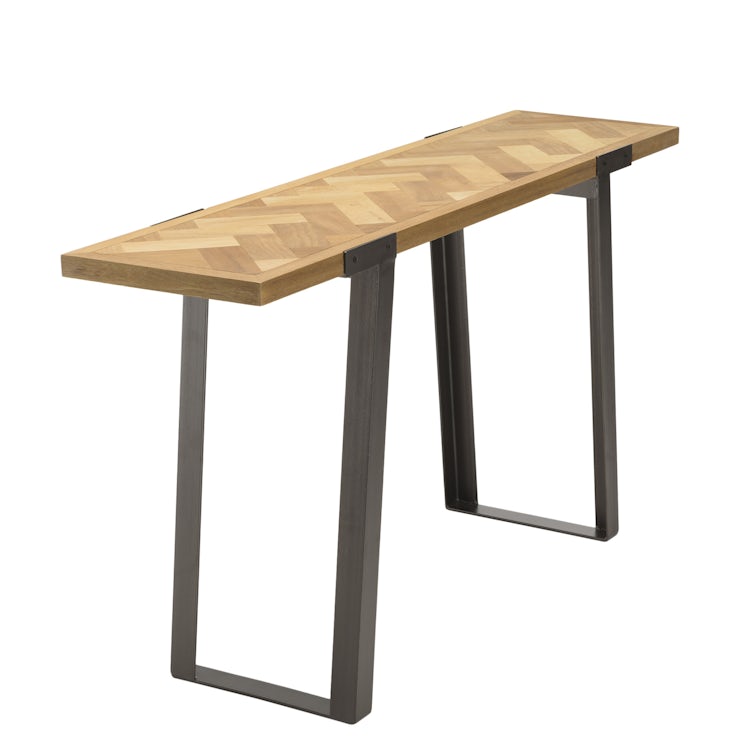 Console moderne en bois 140 cm plateau chevrons VULCAN | Consoles ...