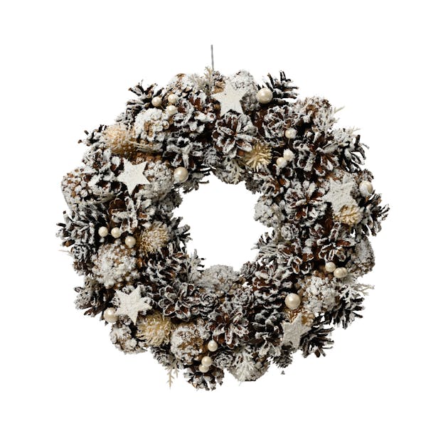 Couronne de Noël pommes de pin D34 cm | Décorations de Noël | Pier Import