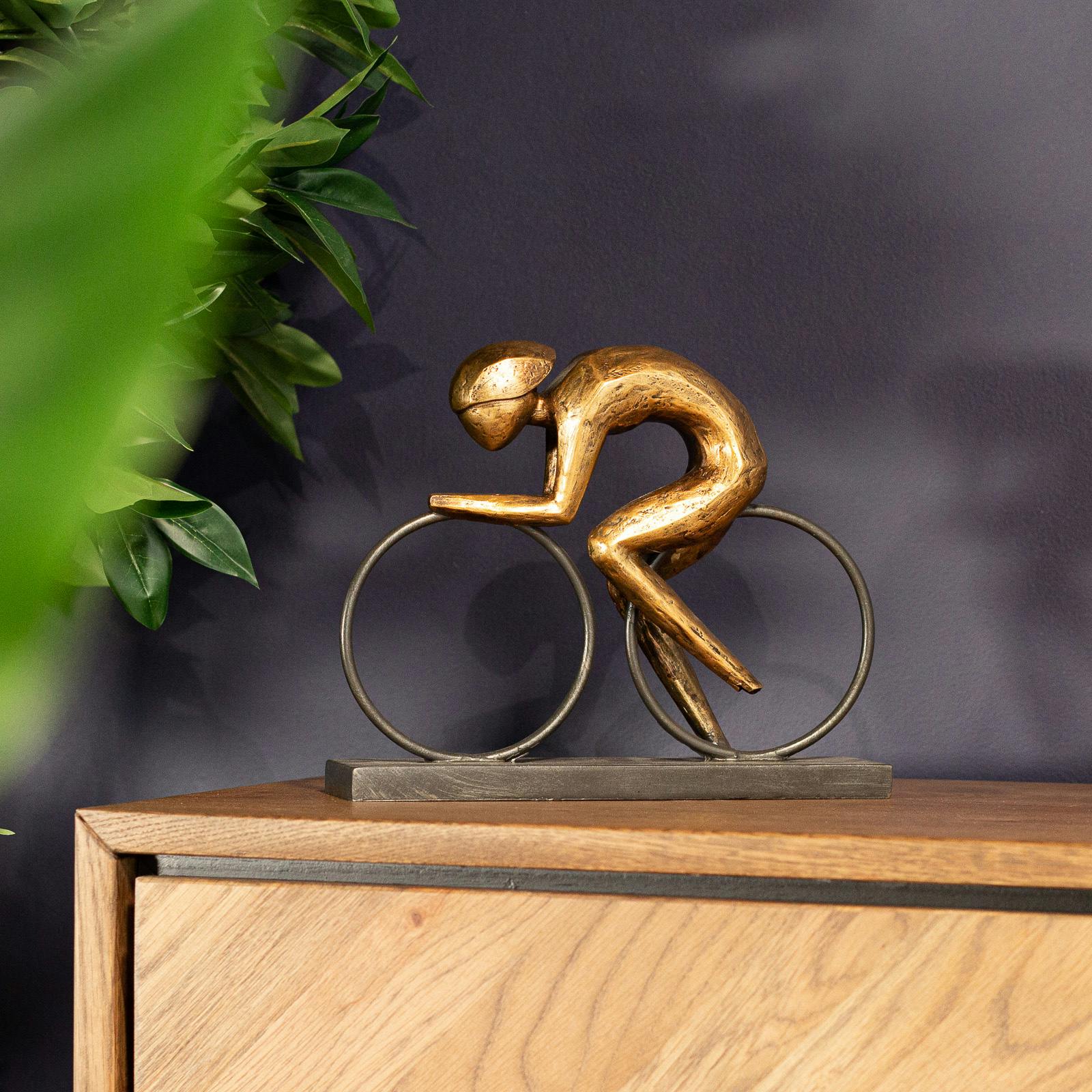 Déco moderne cycliste dorée sur pied | Figurines / Statues | Pier Import