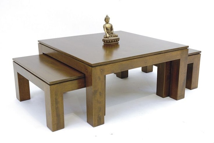 Ensemble de 3 tables basses hévéa HELENA | Tables basses | Pier Import