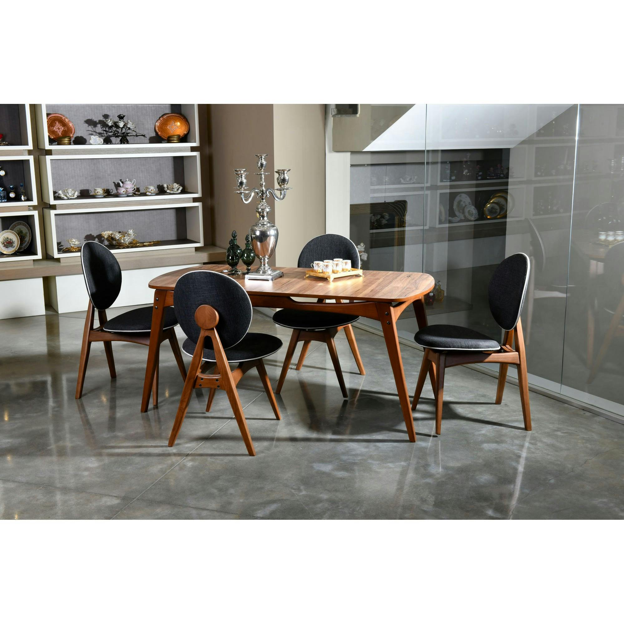 Ensemble salle à manger vintage - 4 chaises grises DILI | Tables à ...