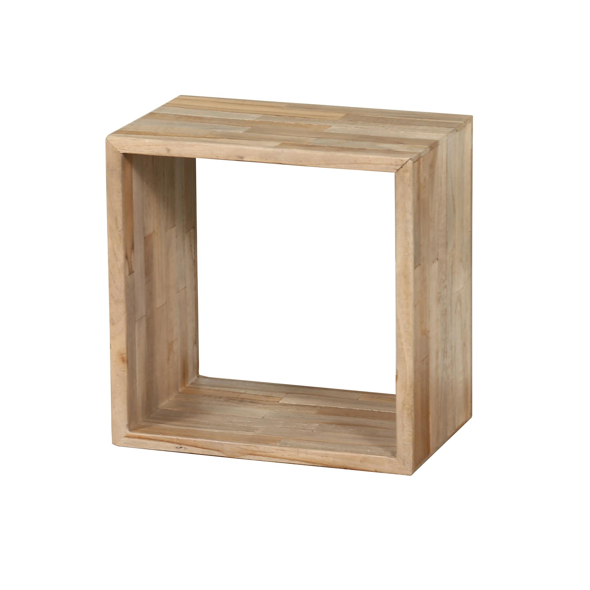 Etagère cube bois de teck recyclé finition vieillie 30 cm JAVA ...