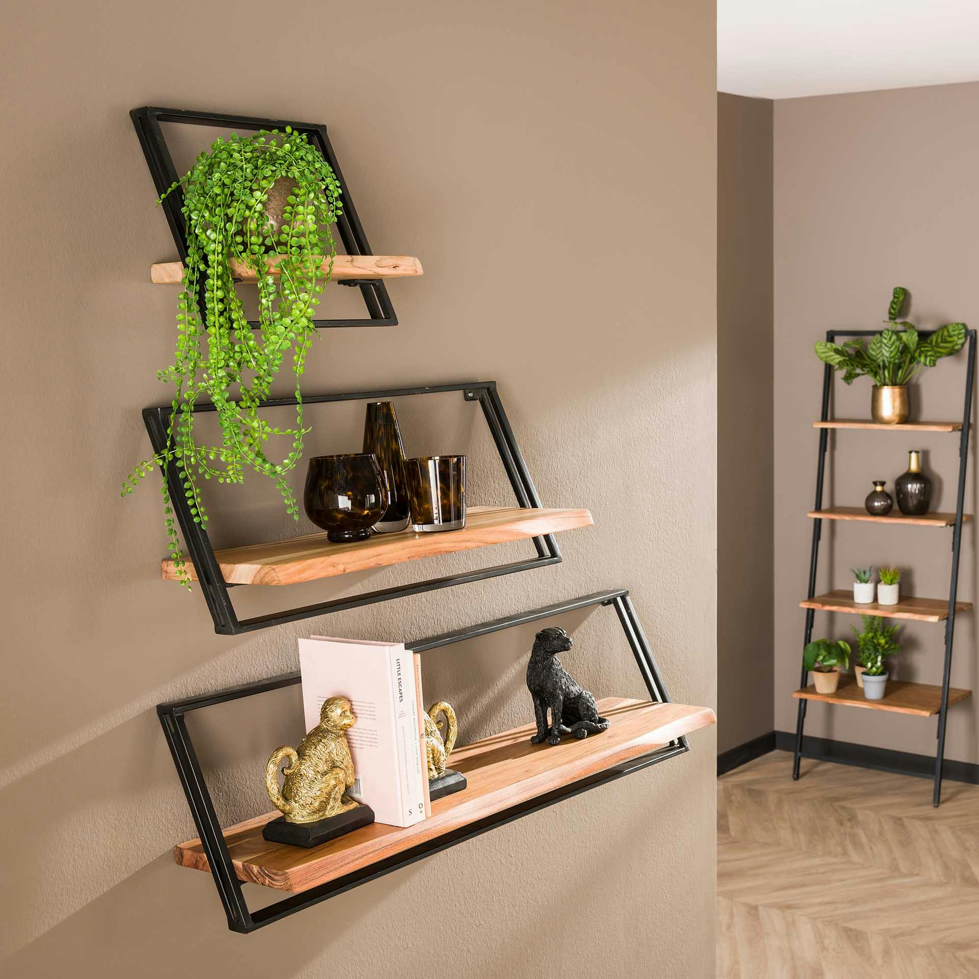 Etagère murale bois métal moderne (lot de 3) MELBOURNE | Etagères ...