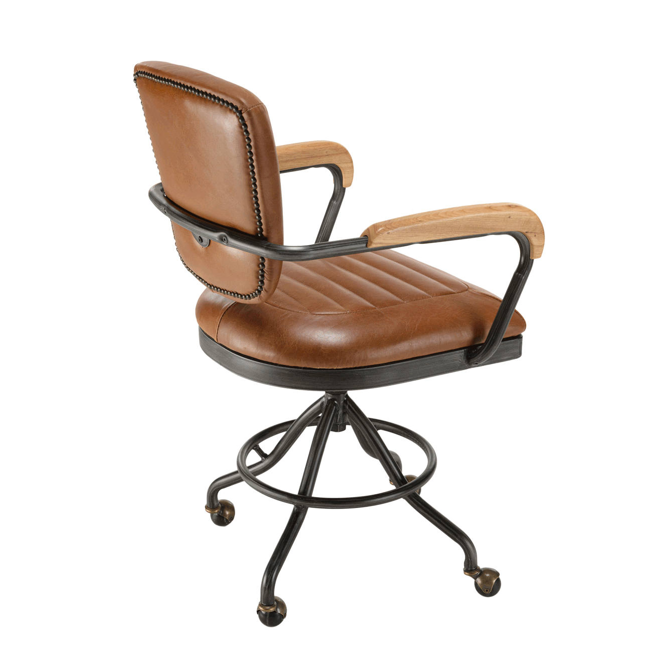 Fauteuil de bureau cuir brun sur roulettes PRESTON | Fauteuils | Pier ...