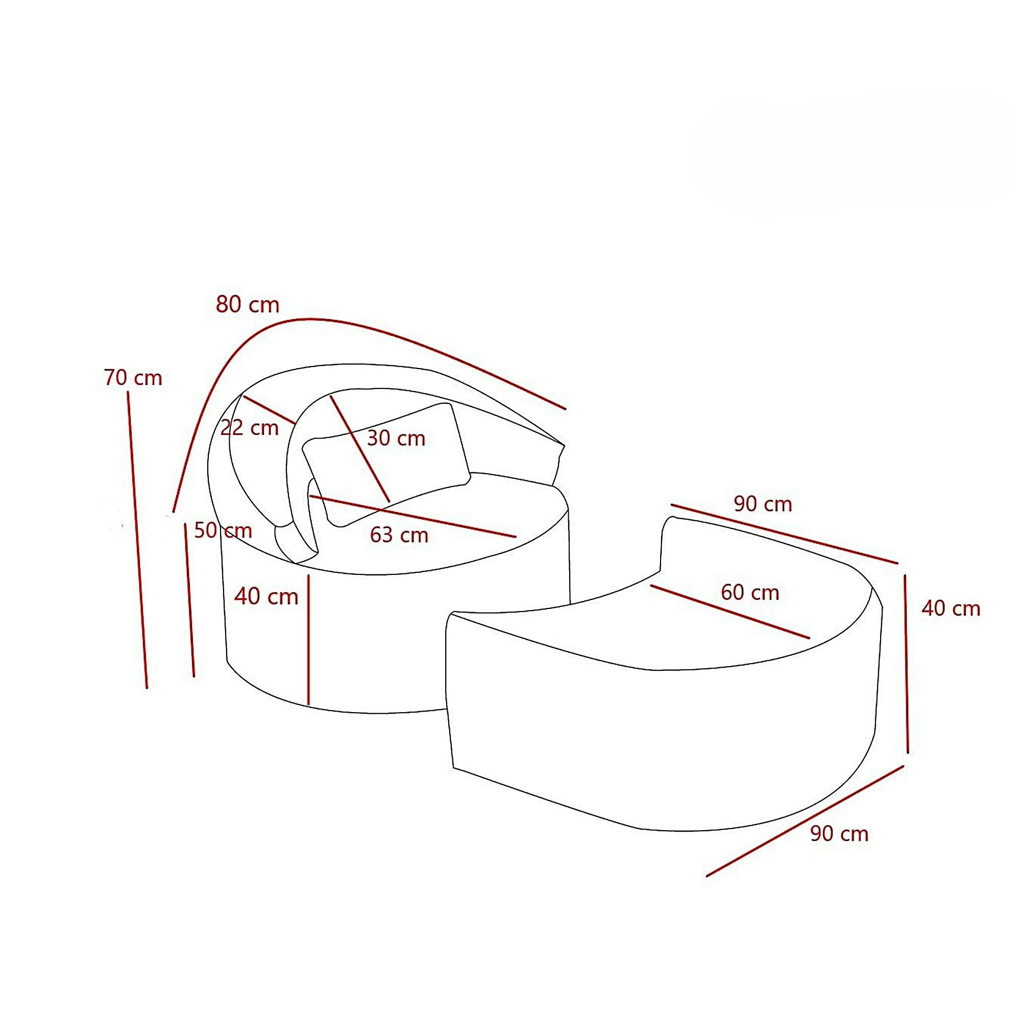Fauteuil méridienne anthracite, pouf demi-lune PATNA | Fauteuils | Pier Import