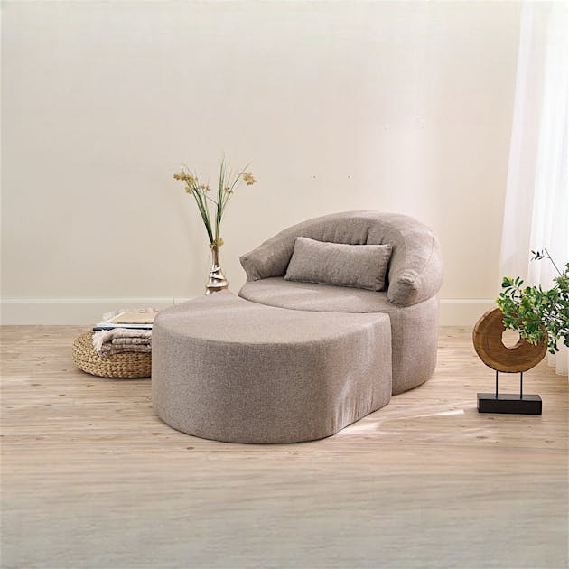 Fauteuil méridienne taupe avec pouf demi-lune PATNA | Fauteuils | Pier ...