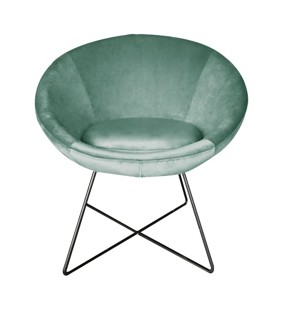 Fauteuil moderne rond en velours vert amande 78x68x80cm AMAL ...