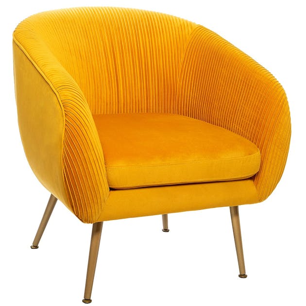 Fauteuil moutarde en velours plissé | Fauteuils | Pier Import