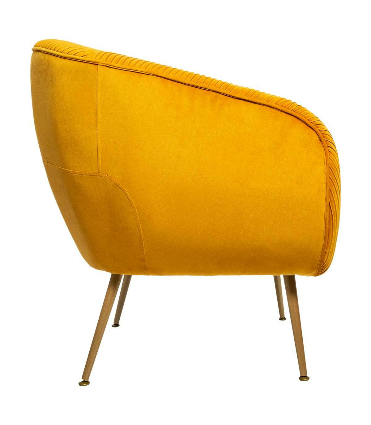 Fauteuil moutarde en velours plissé | Fauteuils | Pier Import