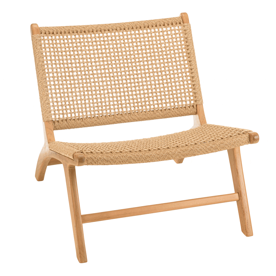 Fauteuil relax teck et cordes tressées beiges (lot de 2) SUMMER ...