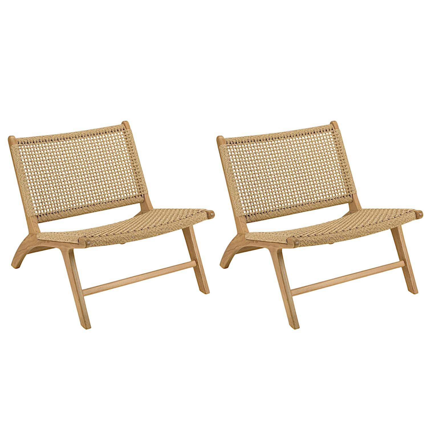Fauteuil relax teck et cordes tressées beiges (lot de 2) SUMMER ...