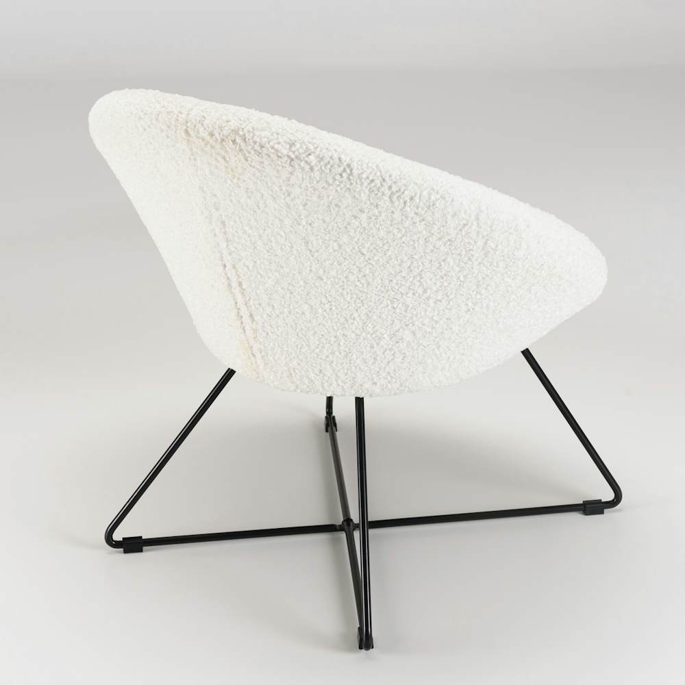 Fauteuil rond blanc tissu bouclette TIM | Fauteuils | Pier Import