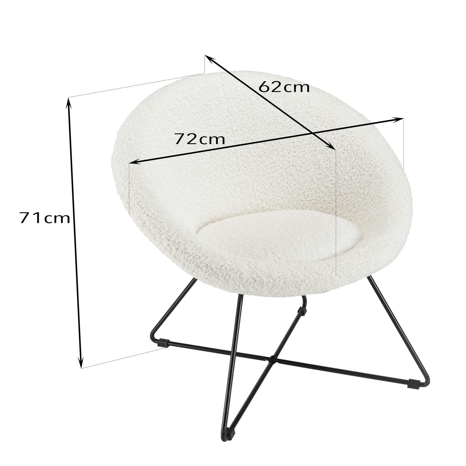 Fauteuil rond blanc tissu bouclette TIM | Fauteuils | Pier Import