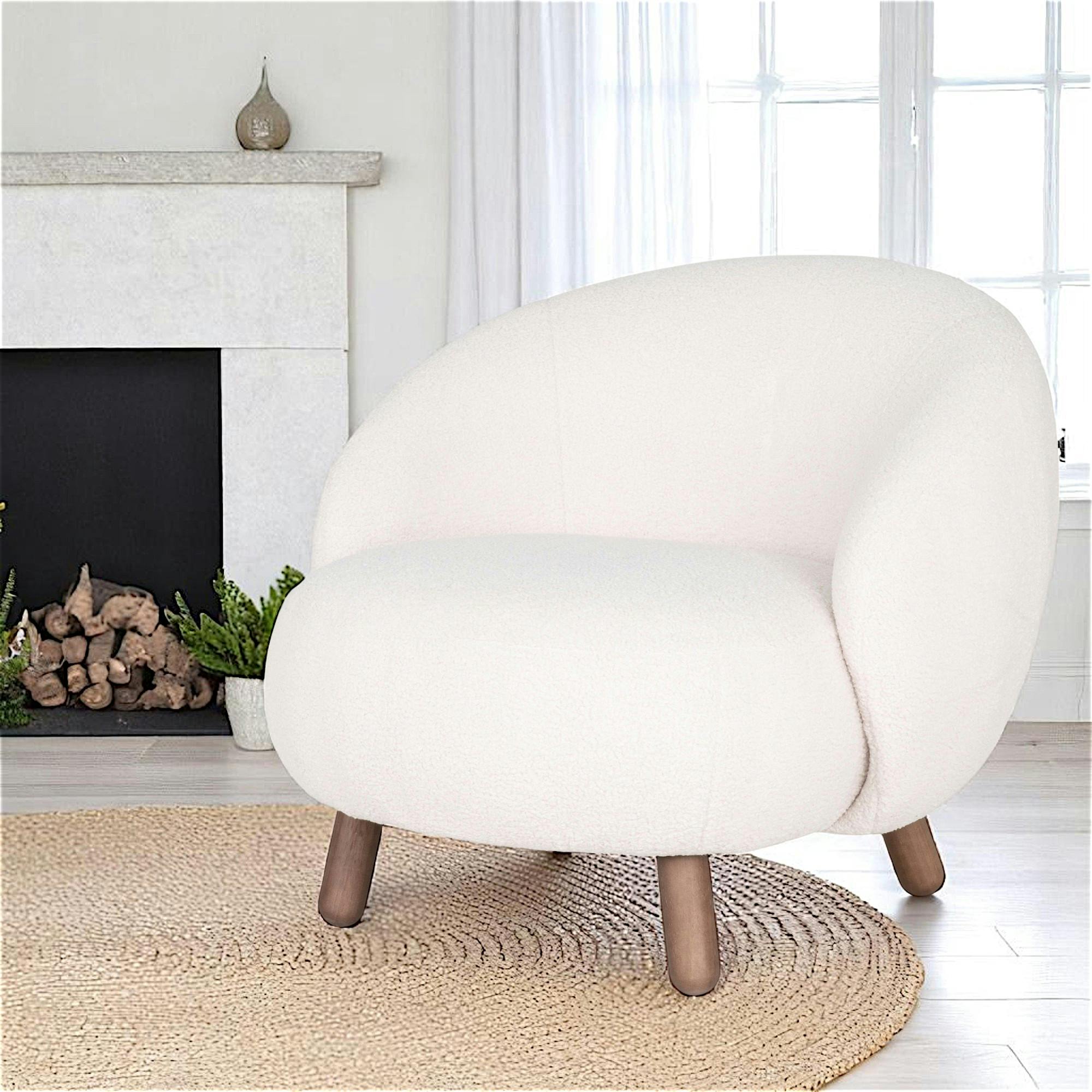 Fauteuil rond contemporain en peau de mouton synthétique BERLIN ...