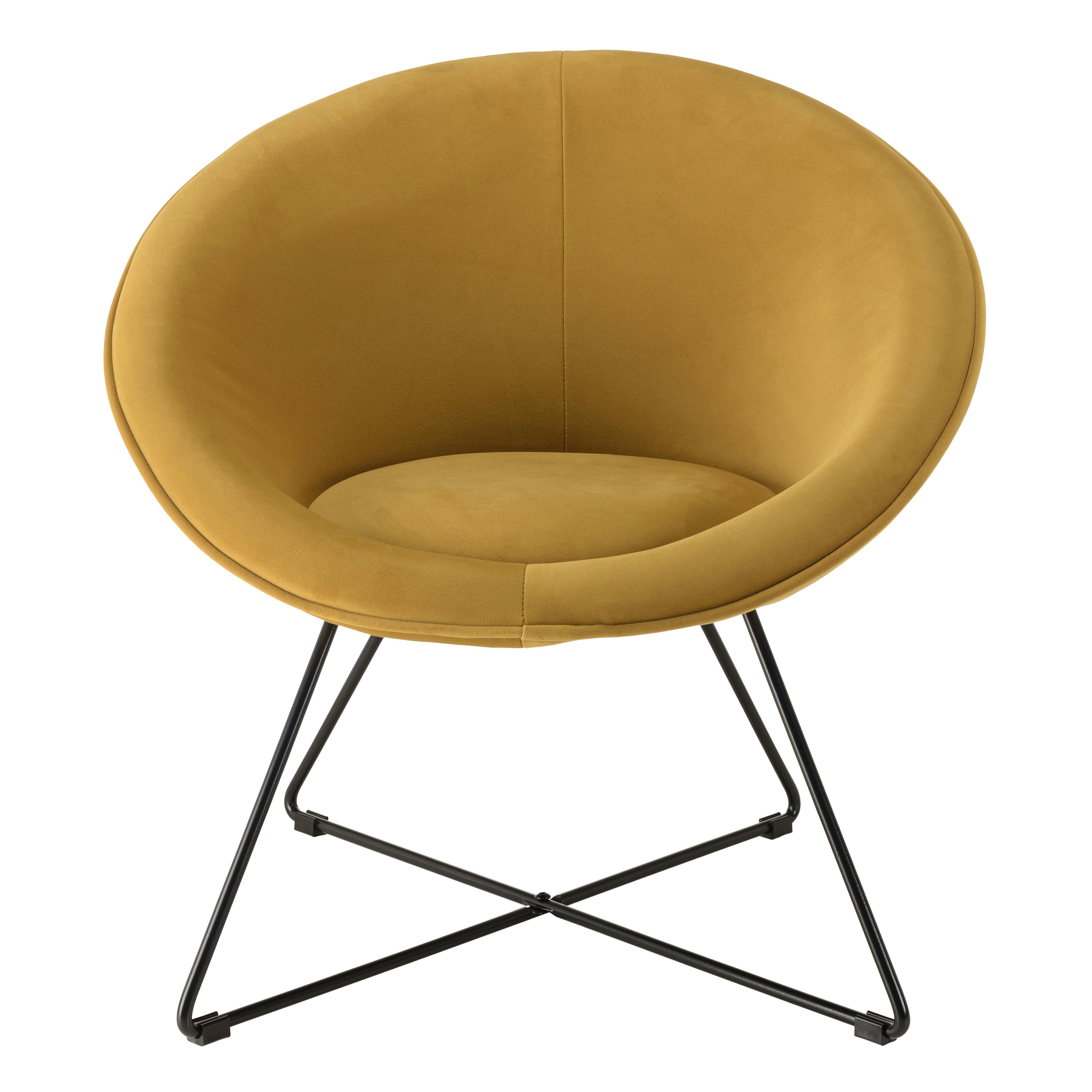 Fauteuil rond design velours moutarde TIM | Fauteuils | Pier Import