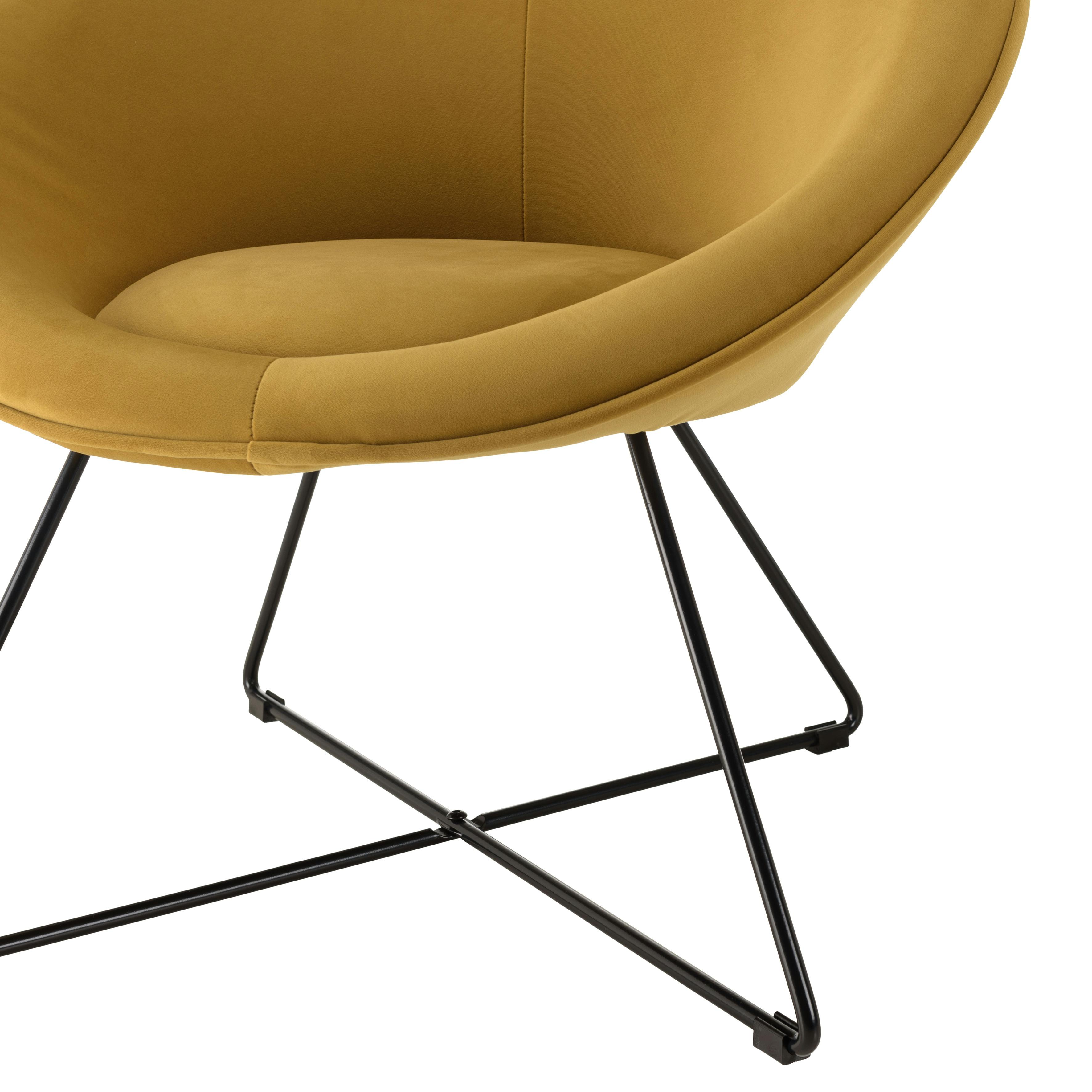 Fauteuil rond design velours moutarde TIM | Fauteuils | Pier Import