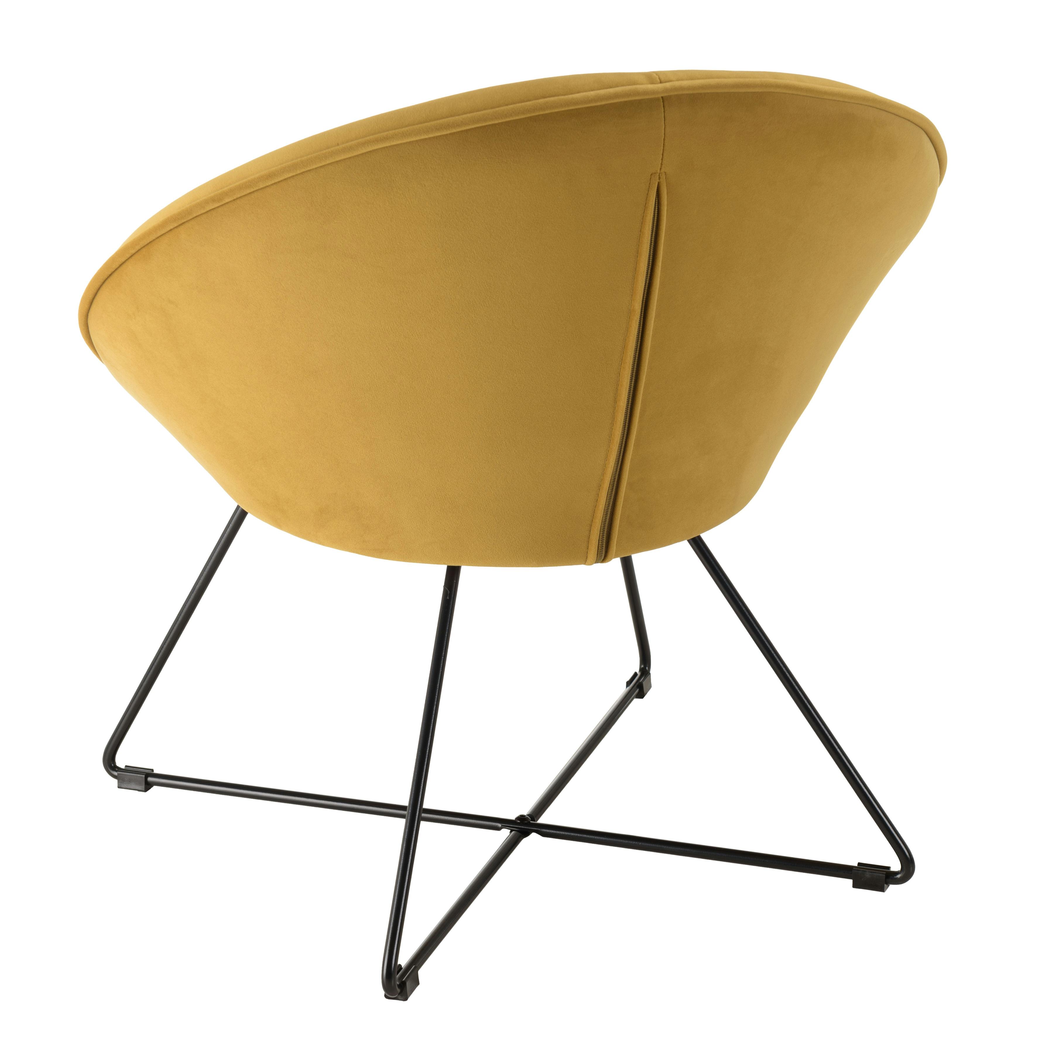 Fauteuil rond design velours moutarde TIM | Fauteuils | Pier Import