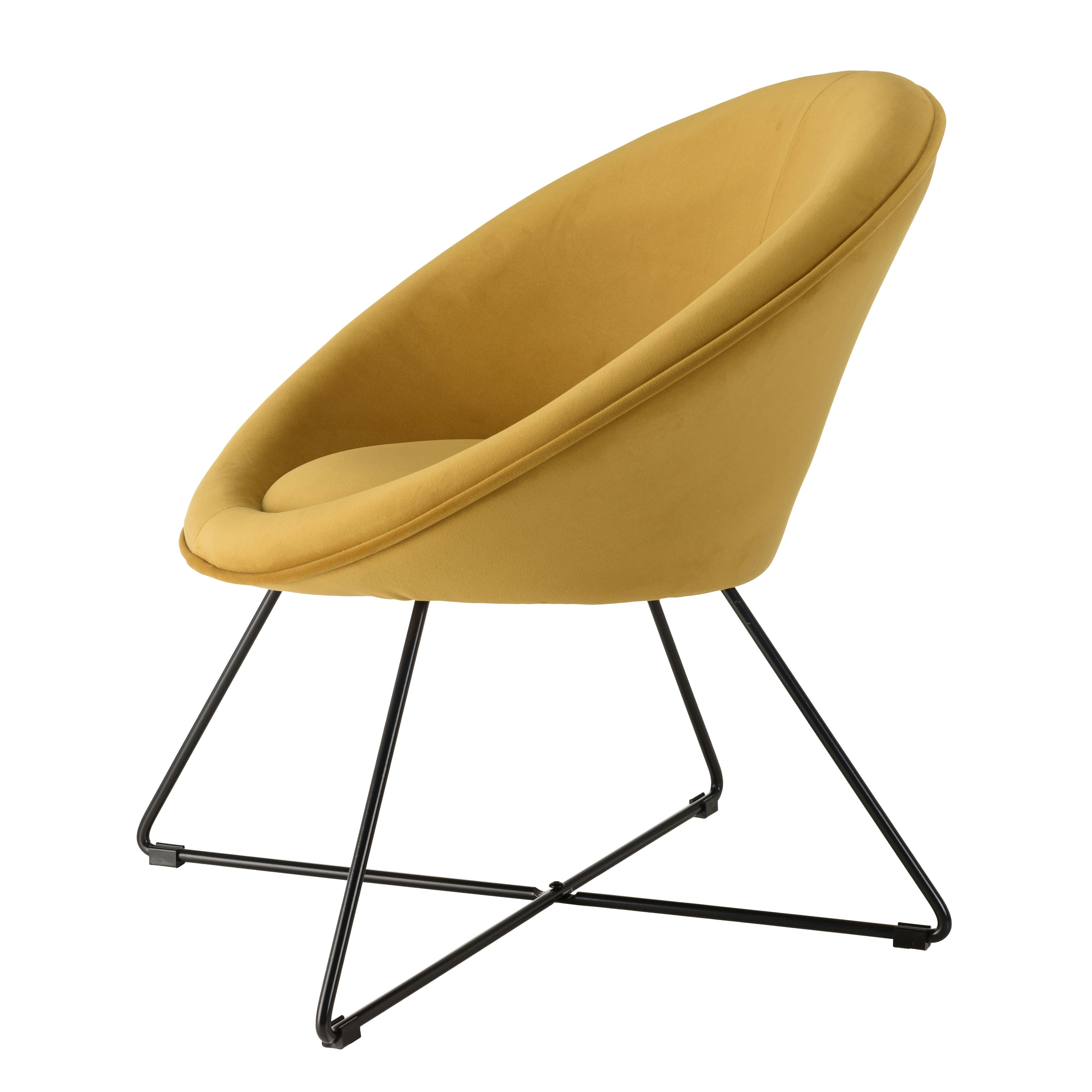 Fauteuil rond design velours moutarde TIM | Fauteuils | Pier Import