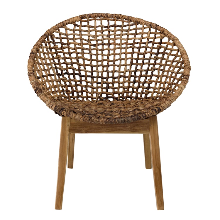 Fauteuil rond marron bois recyclé et chanvre tressé SWING | Fauteuils ...