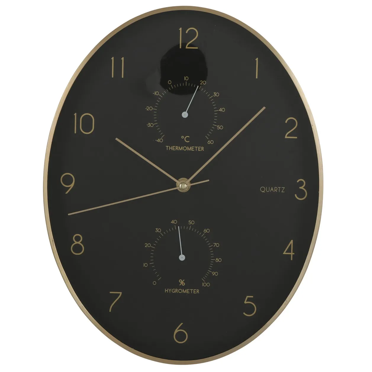 Horloge murale ovale noire 35 cm | Horloges | Pier Import