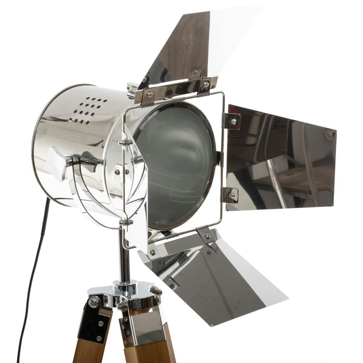 Lampadaire projecteur en métal et pieds bambou H 139 cm | Lampadaires ...