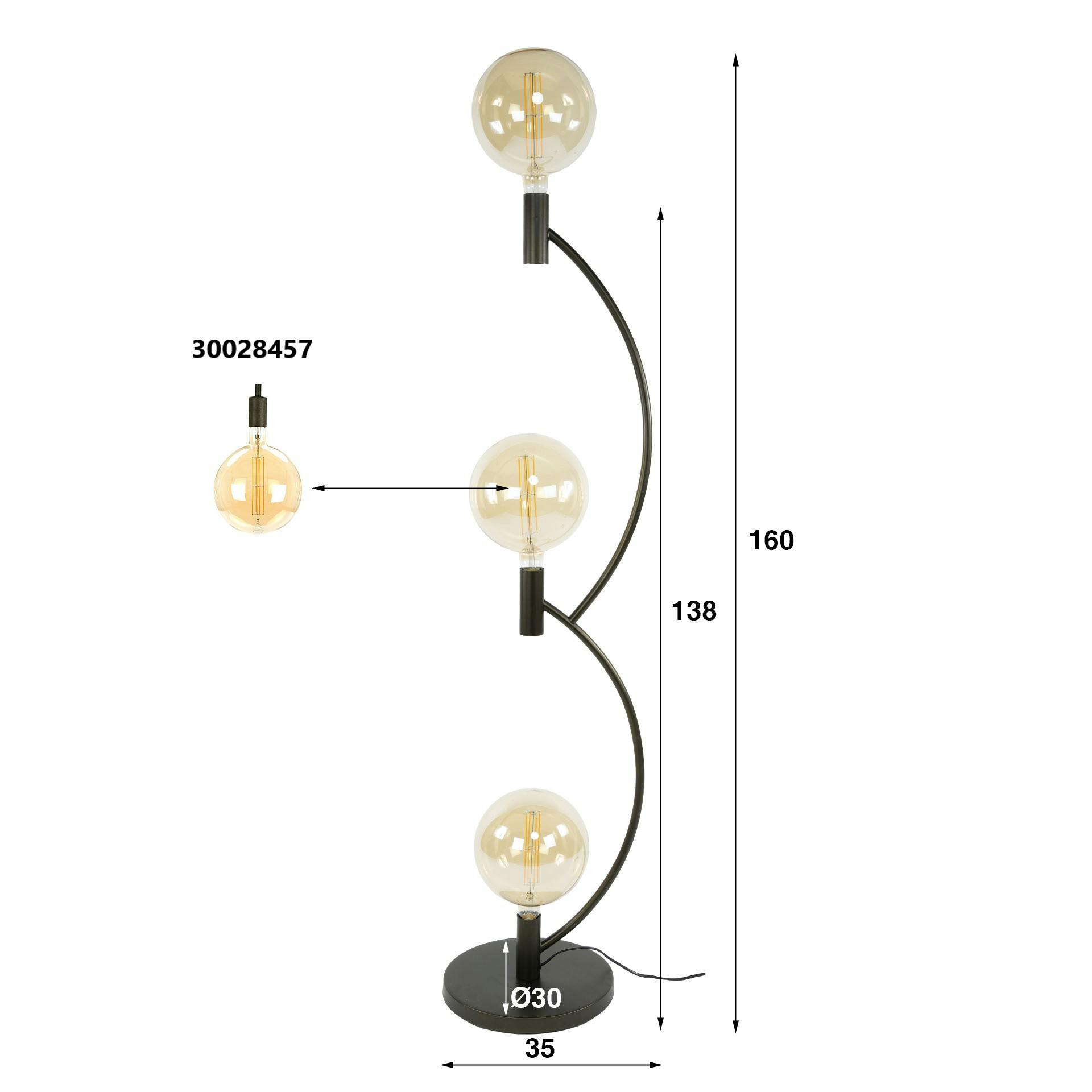 Lampadaire salon en métal courbe finition bronze 3 lampes RALF ...