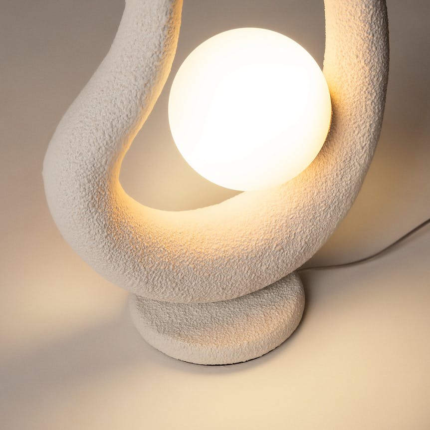 Lampe à poser blanche texturée – globe central LULING | Lampes à poser ...
