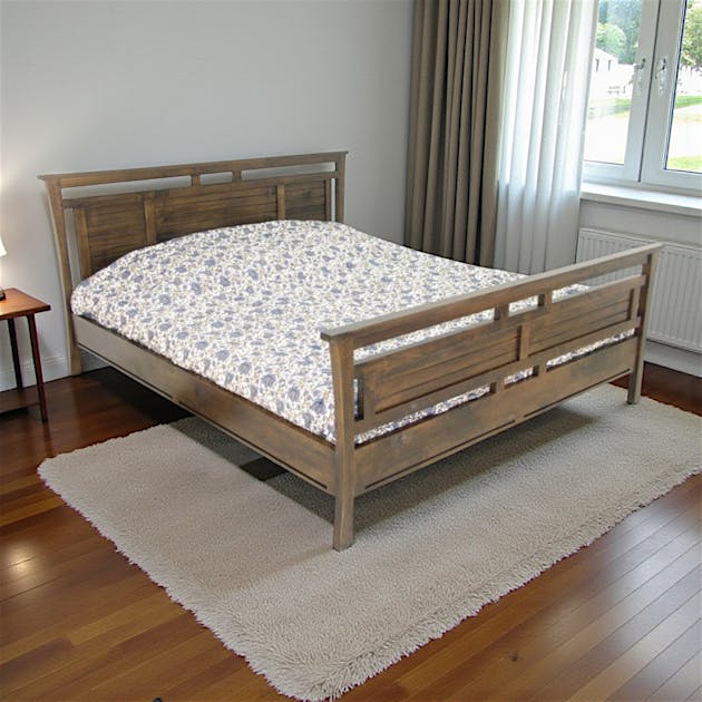 Lit Chinois 2 places Hévéa pour couchage 160x200 174x210x95cm MAORI ...