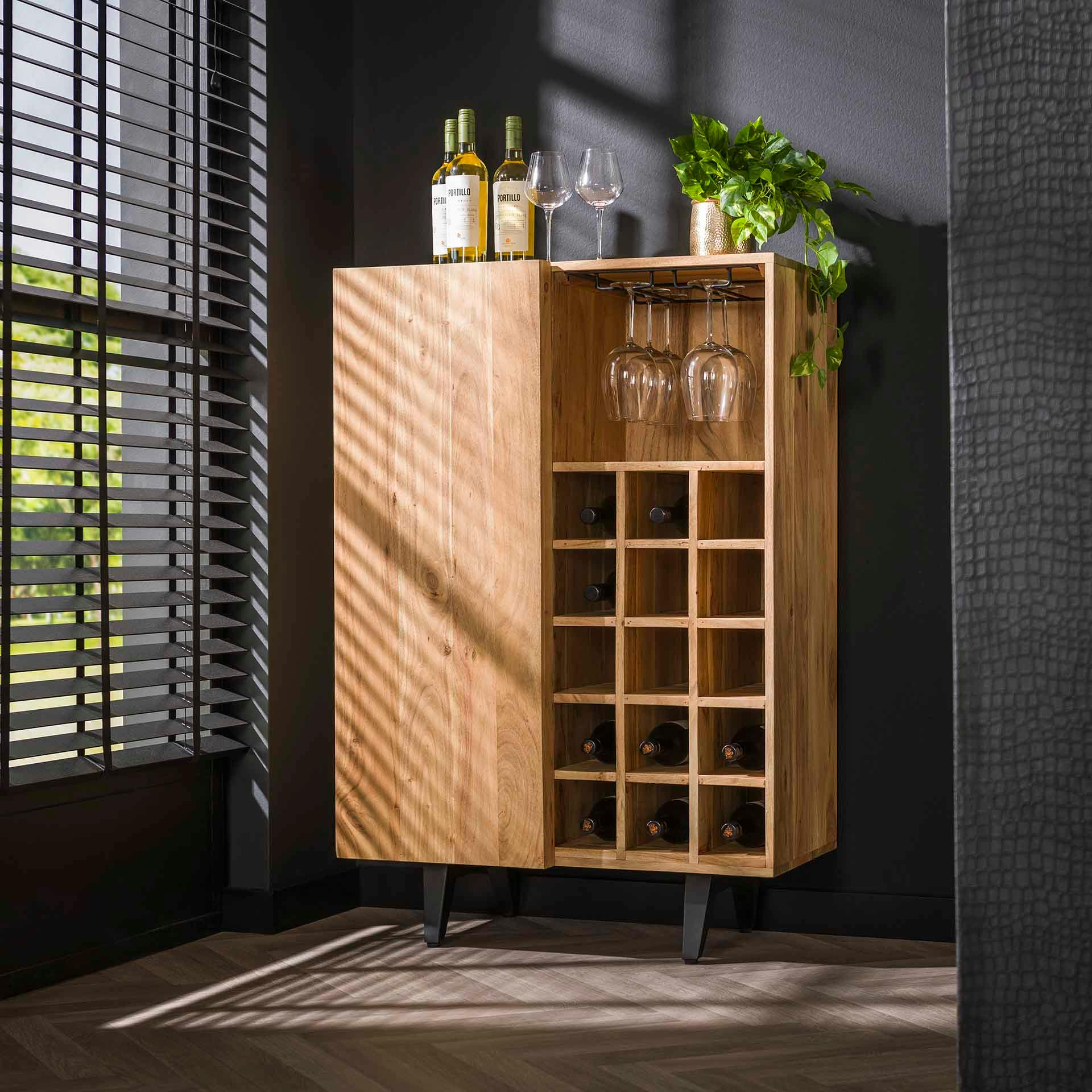 Meuble bar en bois d'acacia 1 rangement fermé MELBOURNE | Meubles bar ...