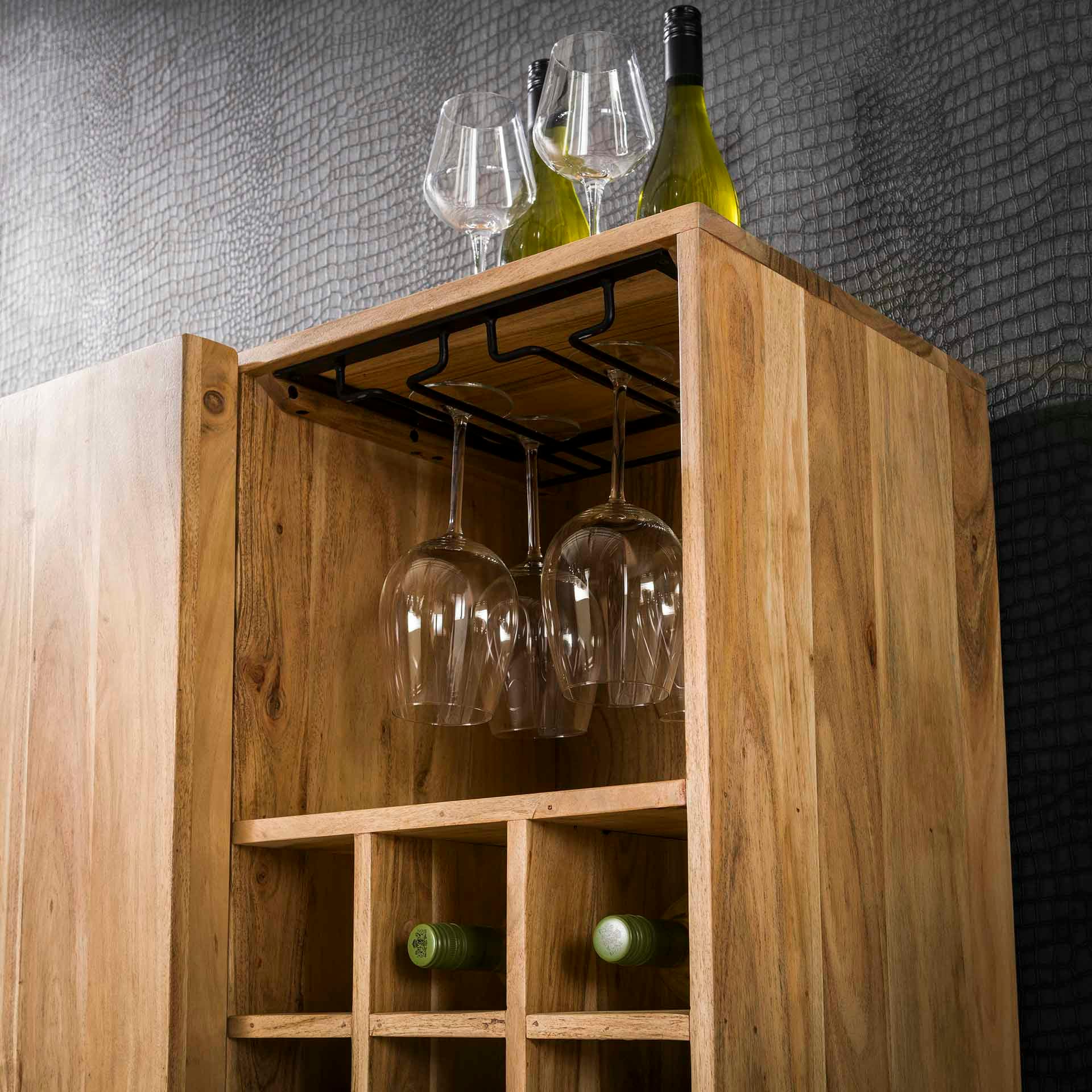 Meuble bar en bois d'acacia 1 rangement fermé MELBOURNE | Meubles bar ...