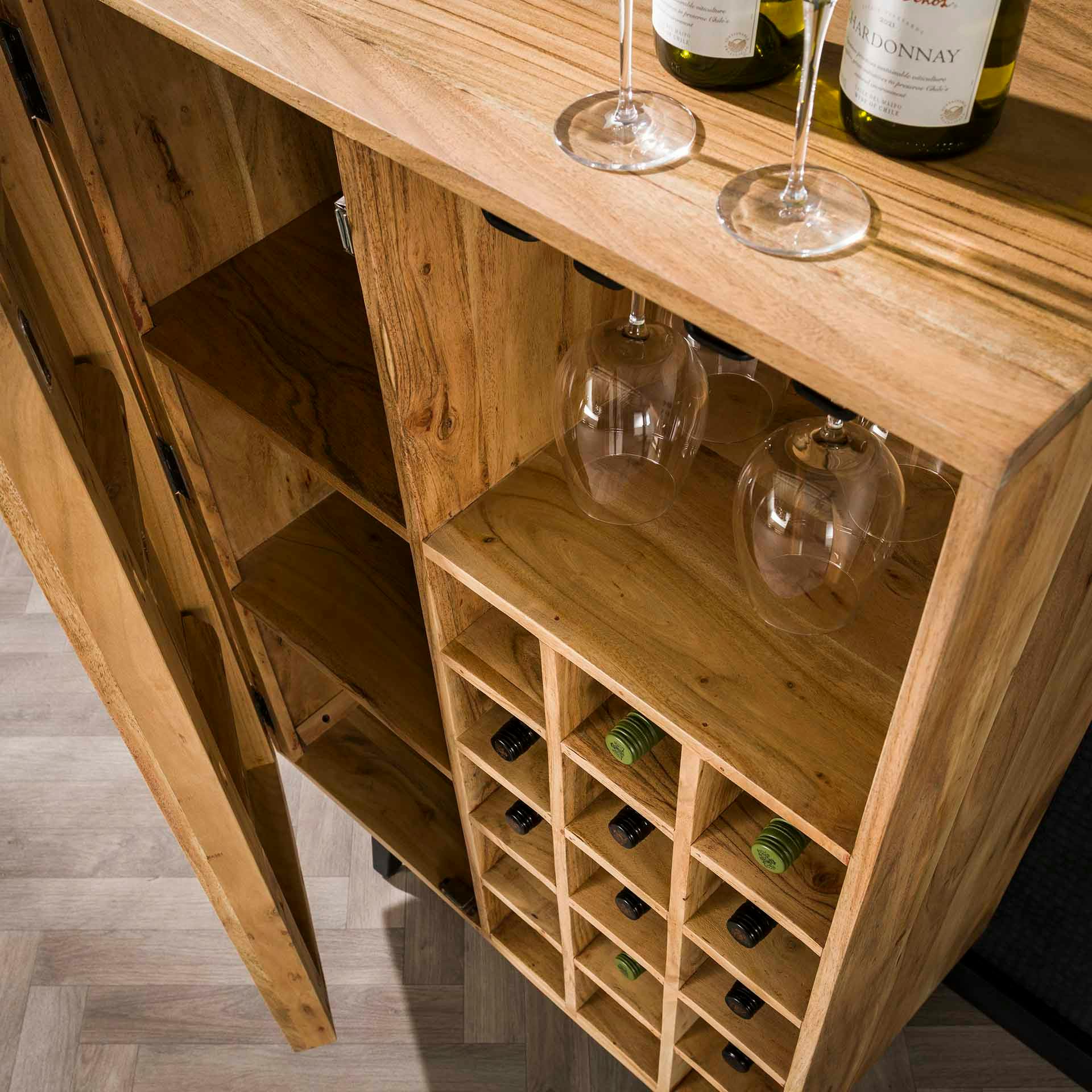 Meuble bar en bois d'acacia 1 rangement fermé MELBOURNE | Meubles bar ...
