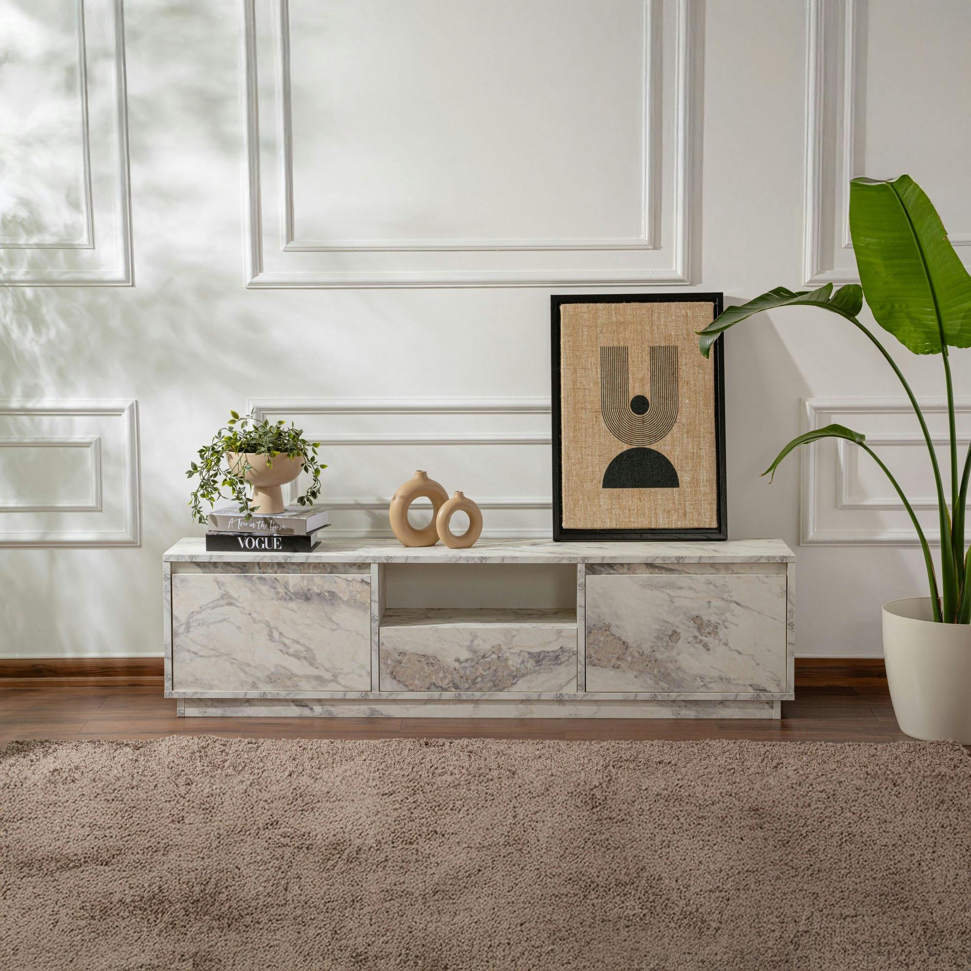 Meuble TV avec rangement - effet marbre MARFA | Meubles TV | Pier Import