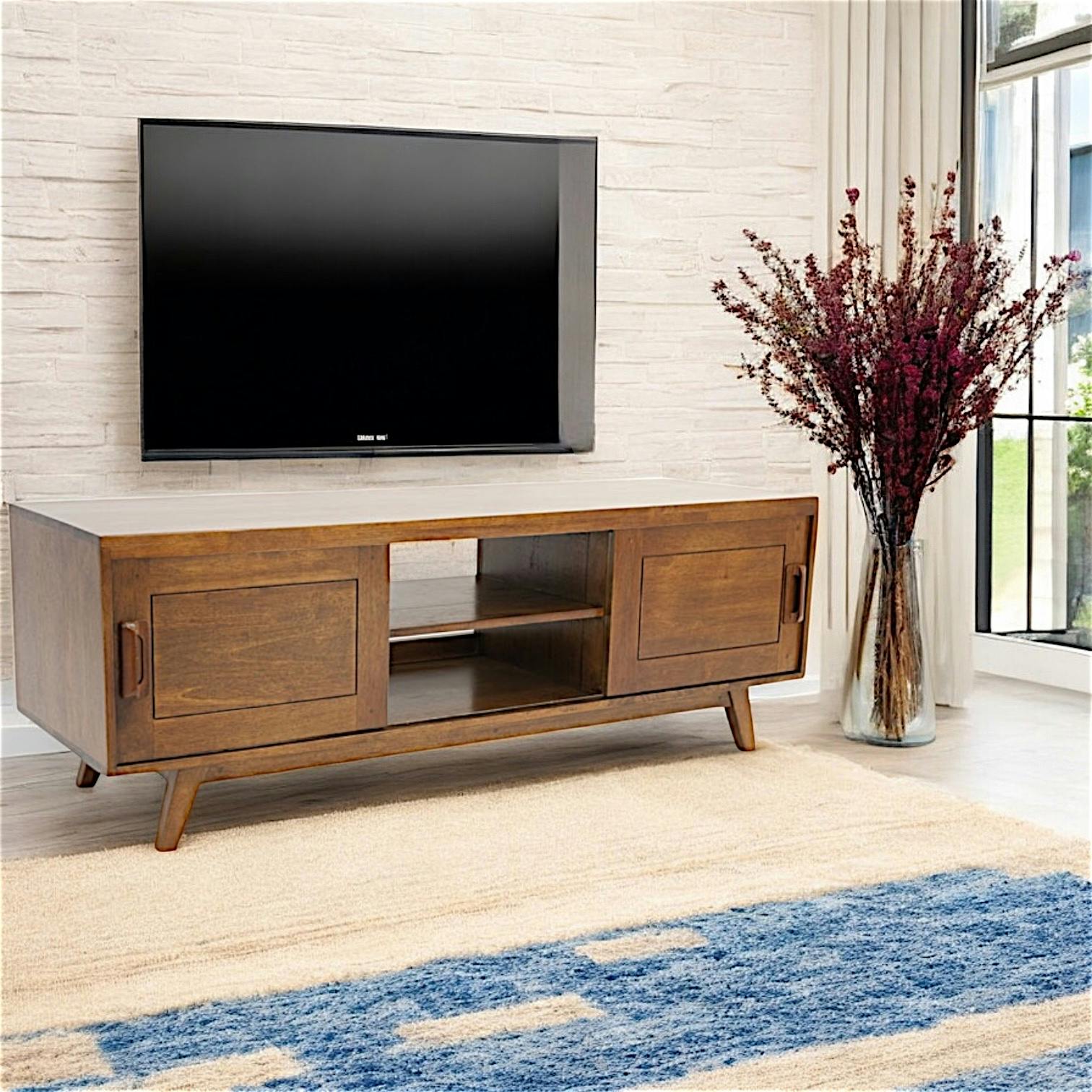 Table basse 2 portes coulissantes hévéa 120 cm SIXTIES | Tables basses ...