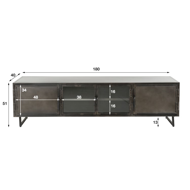 Meuble tv long en métal et verre ROADIES | Meubles TV | Pier Import